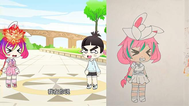 简笔画:小舞!晴天小雨:小舞变成了小度,好可爱!