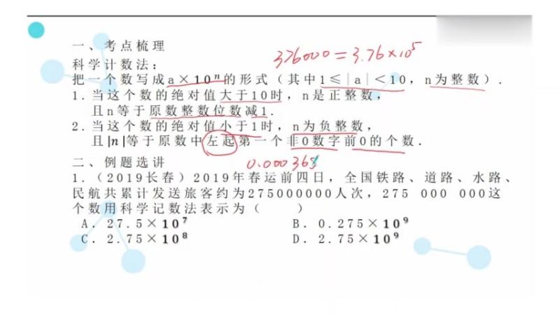 停课不停学,2020年中考数学复习,考点4 科学计数法