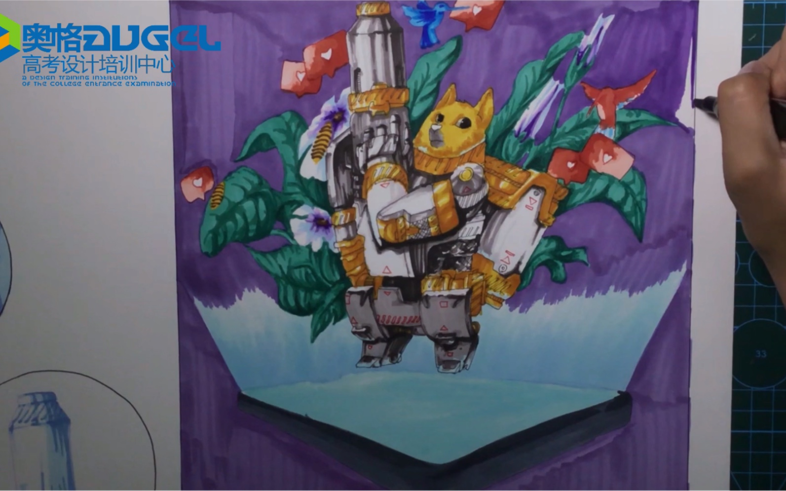 天津美术学院线上·线下体系教学-模拟考题:《猫》图形创意设计模板...