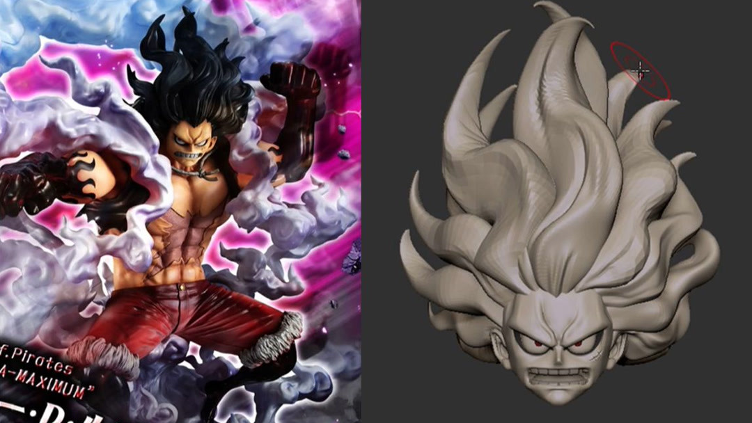 Zbrush-【海贼王】路飞手办头模制作教程。zbrush基础教程。