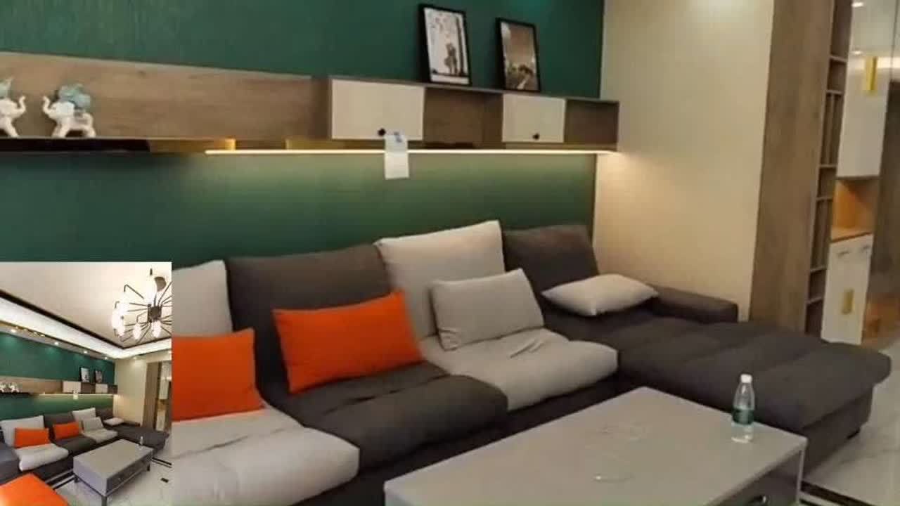 新家这样设计真好看,简约时尚的电视墙,开放式厨房显客厅真大