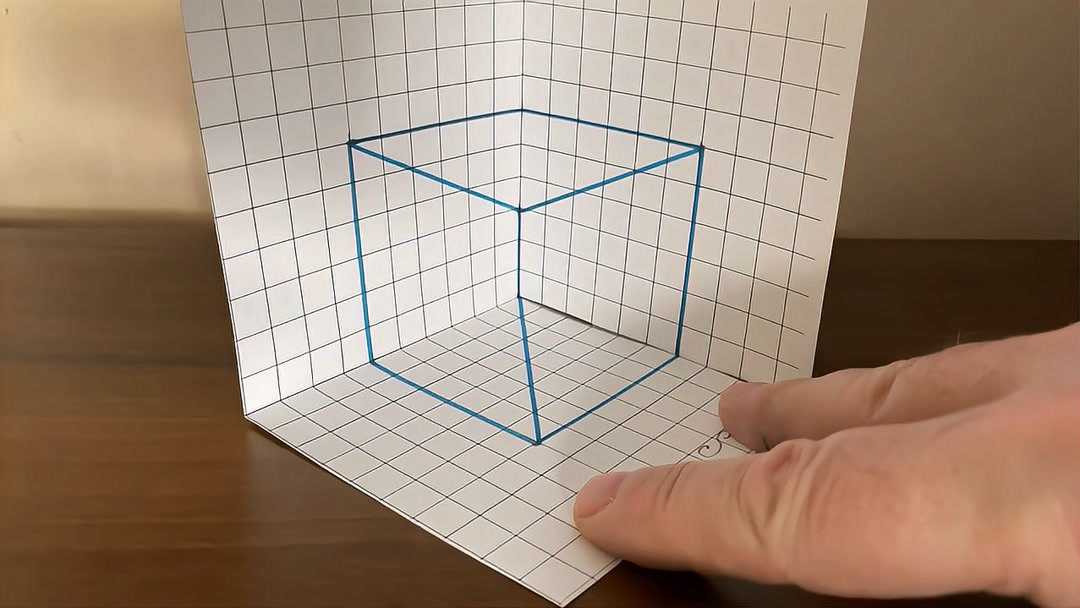课后手工小课堂,如何利用网格纸画出立方体的感觉