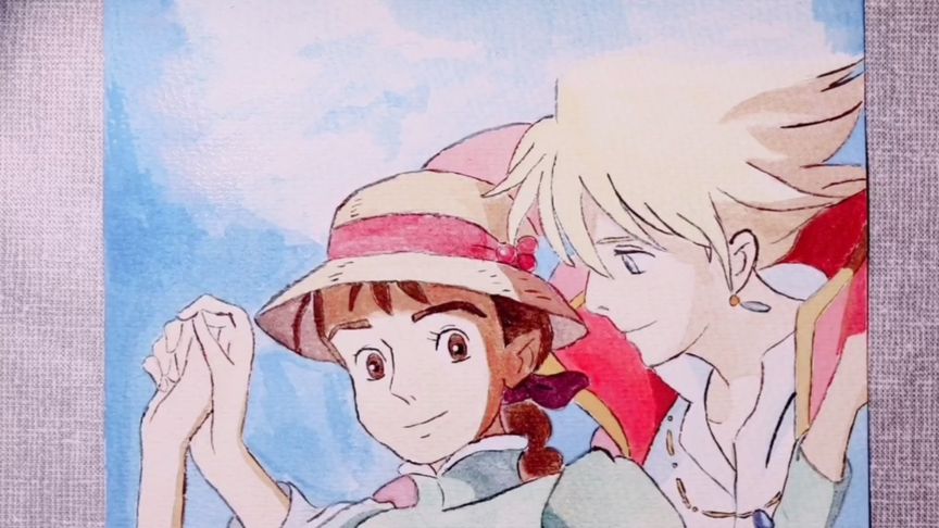 宫崎骏动漫电影《哈尔的移动城堡》水彩画教程打卡