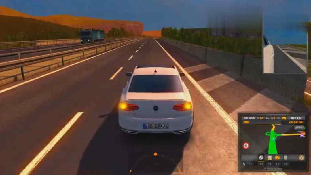 欧洲卡车模拟2:驾驶这辆大众轿车上路挺紧张的,很容易翻车
