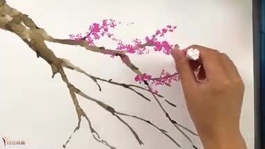 实在是太美了 大师绘制樱花水粉画