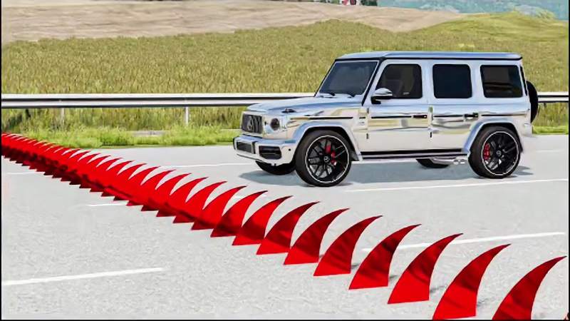 车祸模拟器:公路两侧都安装鲨鱼刺,没点车技