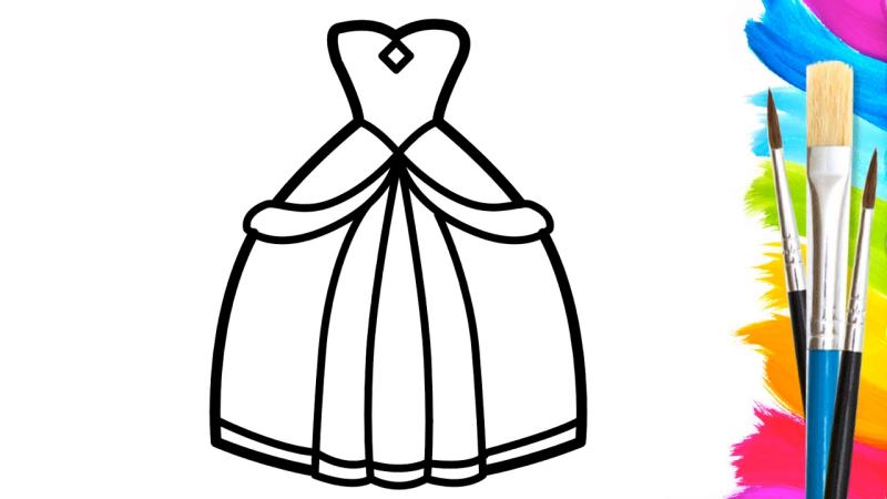 幼儿园简笔画:公主裙的绘画过程以及颜色搭配