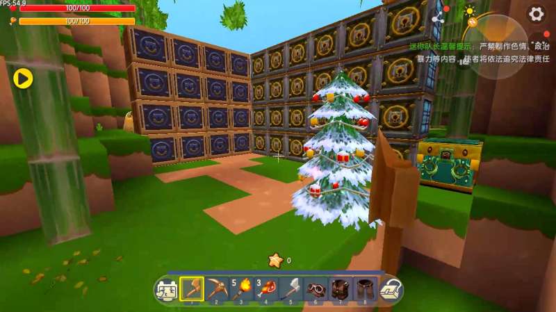 迷你世界:无敌桃林生存,欣然有好多保险箱,物资非常的富!