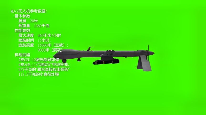MQ-9无人机绿幕三维模型