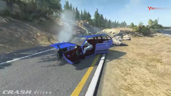 BeamNG模拟汽车高速碰撞翻车