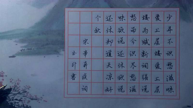 魏老师书法:硬笔写宋词《少年不识愁滋味》