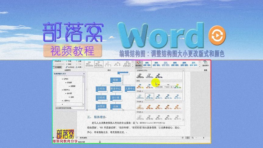 word编辑结构图视频:调整结构图大小更改版式和颜色
