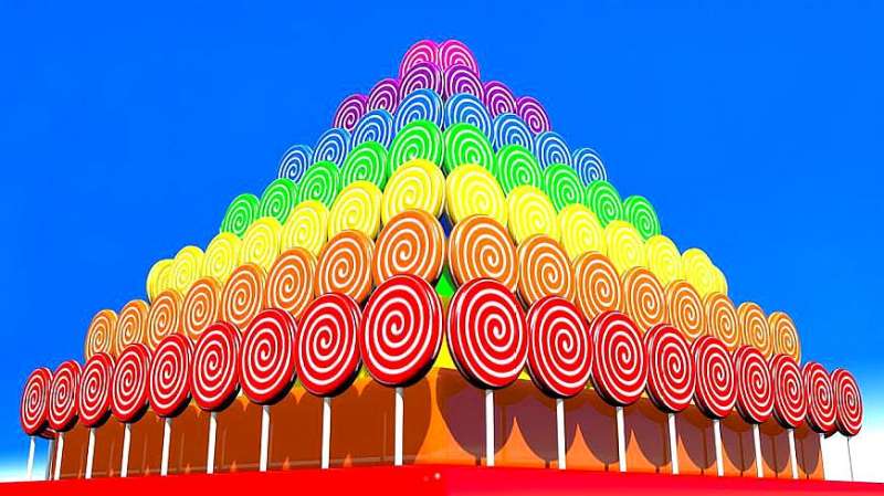 旋转棒棒糖绕满方形台阶认识色彩