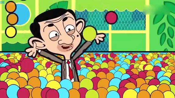 憨豆动画:憨豆好开心被店员邀请,尽情的在海洋球里玩耍