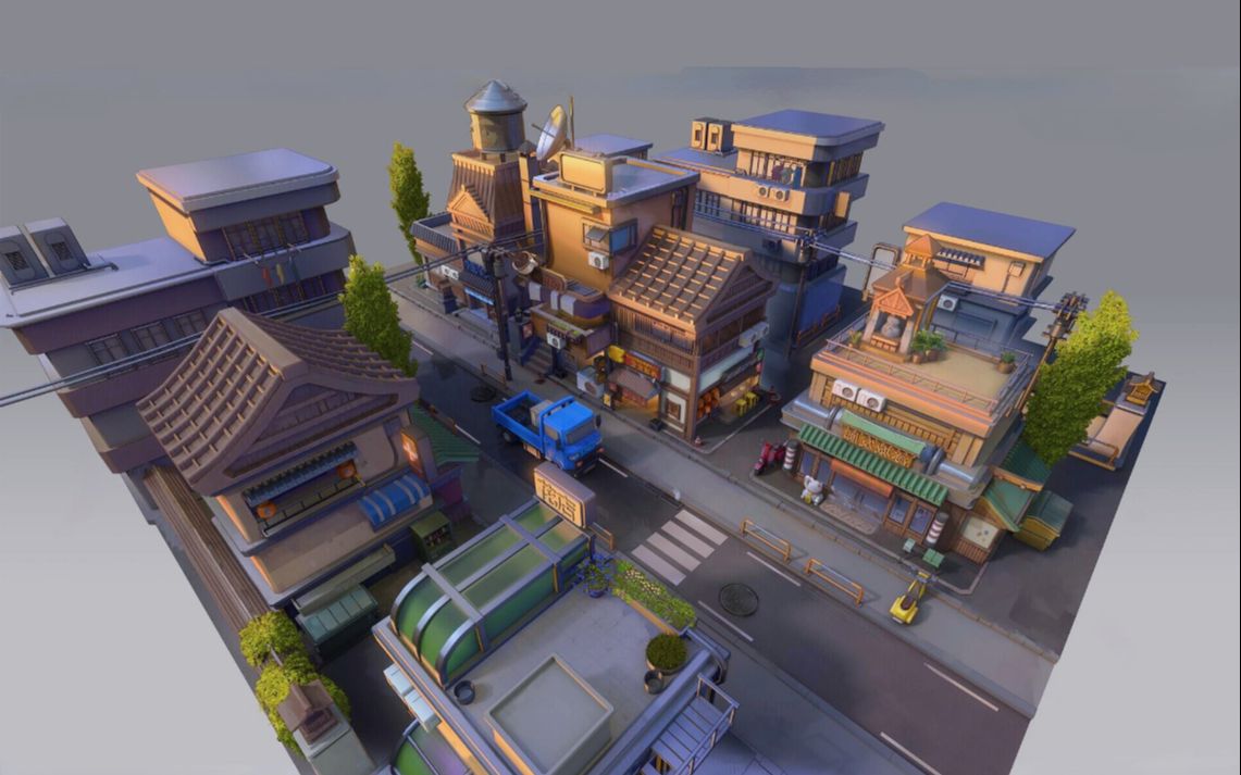 【3Dmax建模】这就是月入过万的技术?3小时完成小镇场景模型制作!...