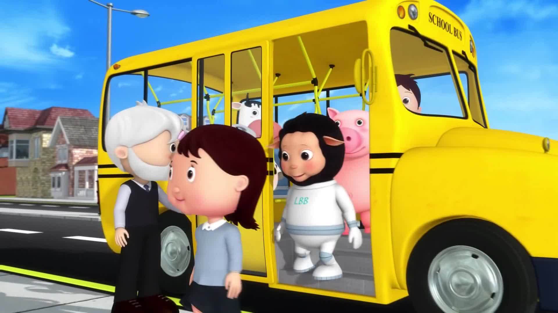 宝宝排队坐公交车去博物馆玩,英语启蒙动画歌曲