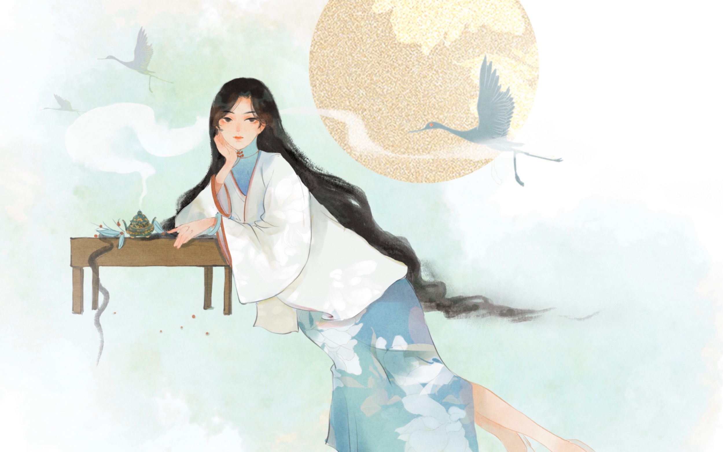 【绘画过程】新笔刷画古风/旗袍小姐姐PS+SAI