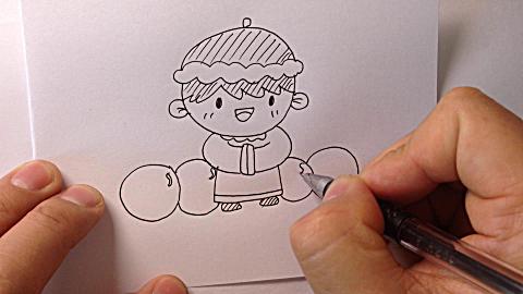 元旦节简笔画-元旦快乐小男孩