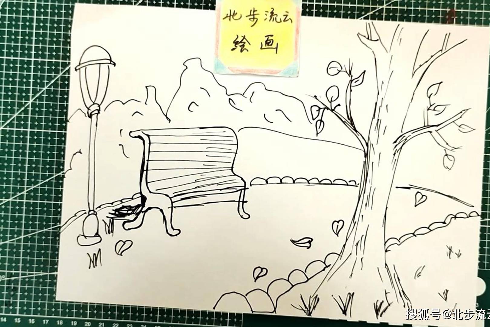 公园风景简笔画,适合孩子学画儿童画