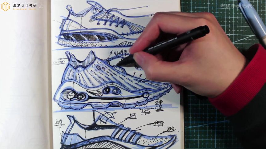 工业产品设计手绘日常向-原创鞋子设计草图过程