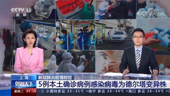 上海5例本土确诊病例感染病毒为德尔塔变异株