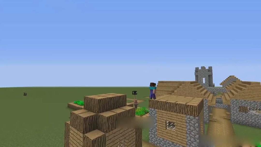 我的世界:史蒂夫在屋顶上玩c