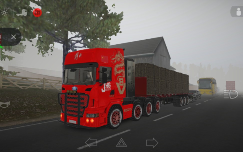 手游环球卡车模拟器 解放J6雨雾天运输草料