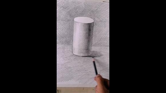 素描入门第五课,教你如何画圆柱