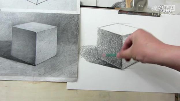 合肥灵童少儿美术培训中心之素描基础知识教学石膏几何体正方体画法...