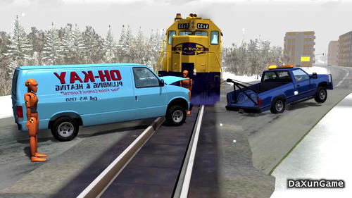 车祸模拟器:车坏在了铁路上,救援车刚来火车也来了