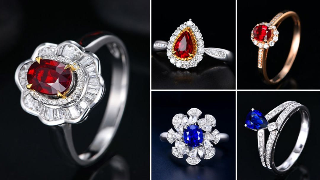 蓝宝石与绿宝石,老凤祥天然红宝石项链