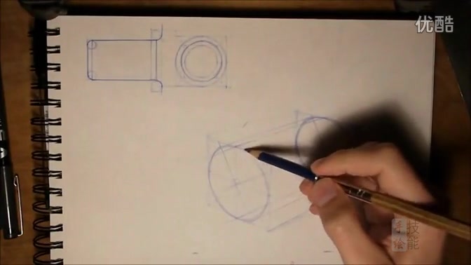 【学设计-看视频】46-产品设计手绘结构素描视频教程2