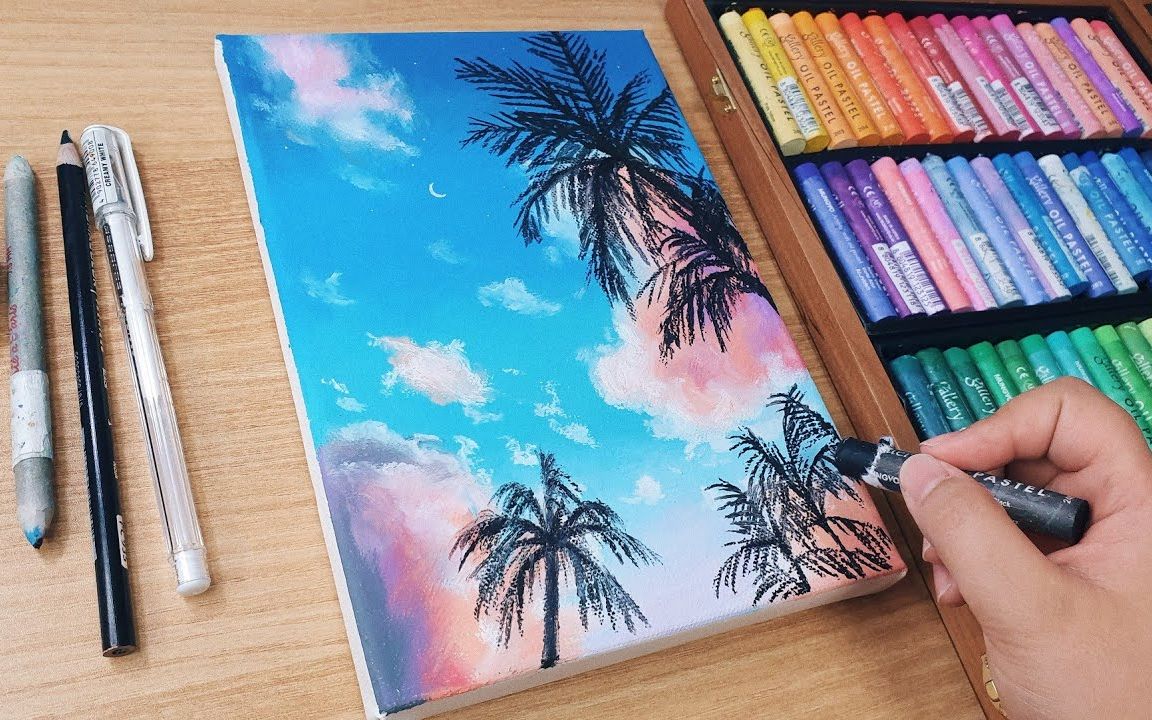 【油画棒】最近不能乱走就画一个美丽的风景吧~