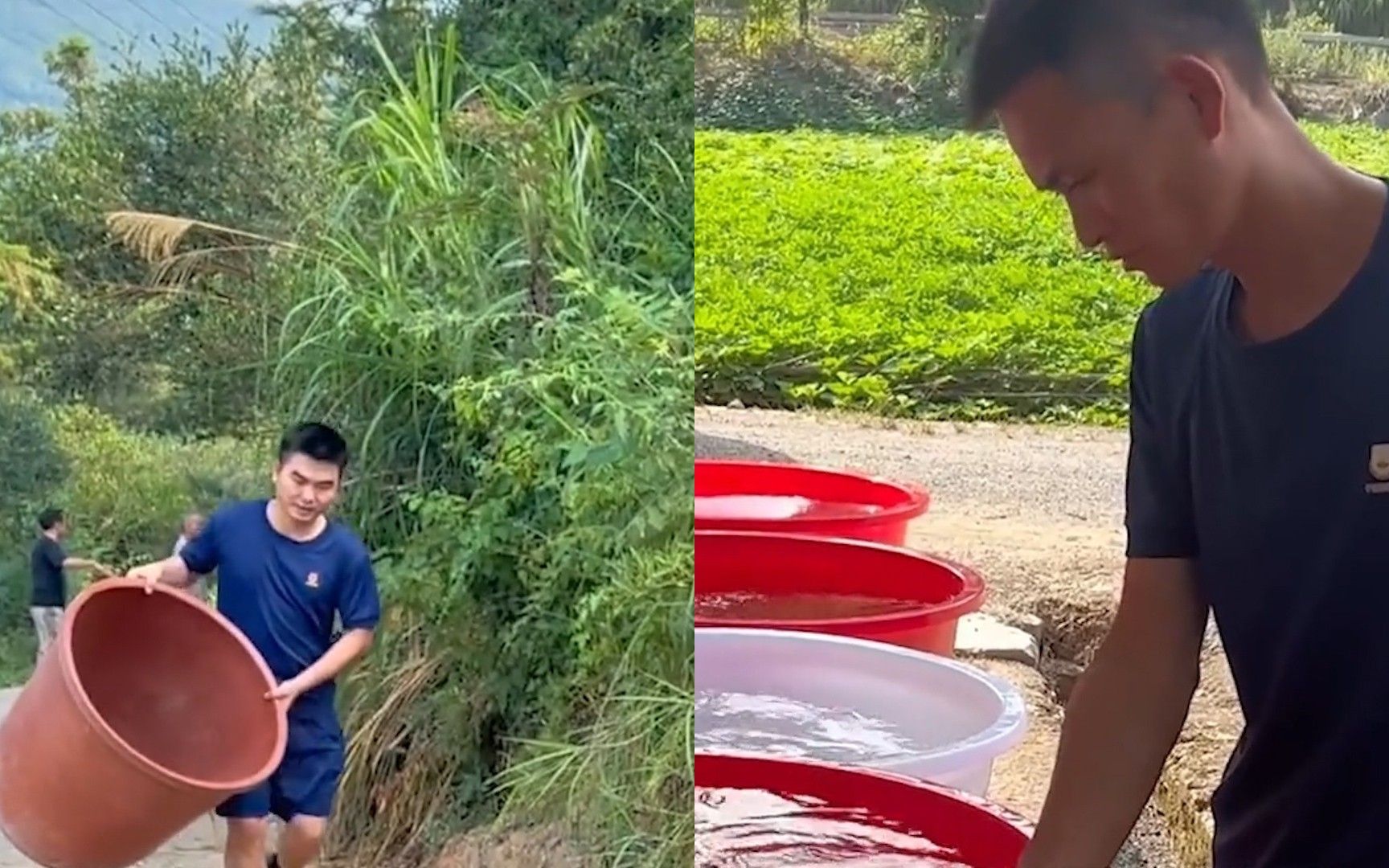 江西受连日高温干旱影响,村民生活用水紧缺,消防员及时把水送到家