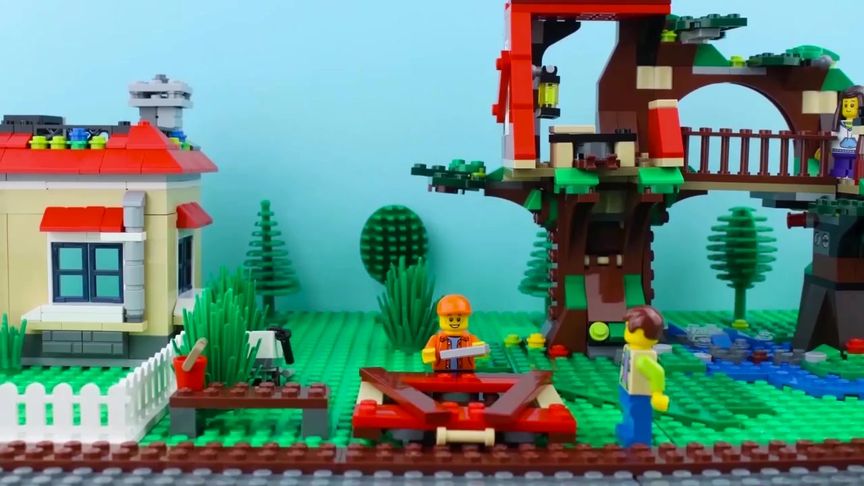 乐高玩具动画:全家总动员,中秋搭树屋