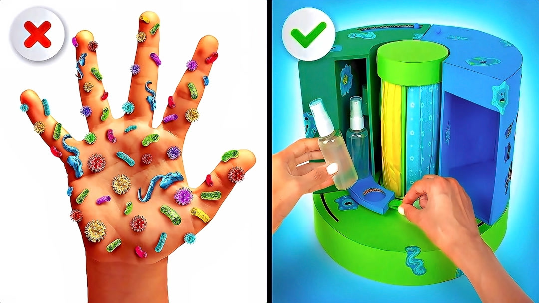 萌宝乐园手工:DIY自动手部消毒机和口罩收纳盒,非常方便哦