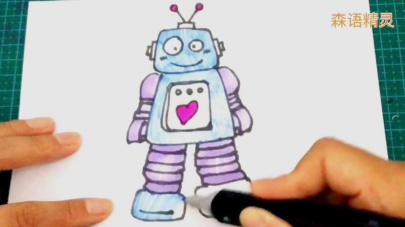 儿童学画画入门,简笔画教程机器人的画法,小朋友们快动手画一画