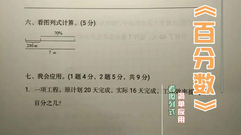 数学六年级上册第六单元《百分数》试卷:看图列式+简单应用