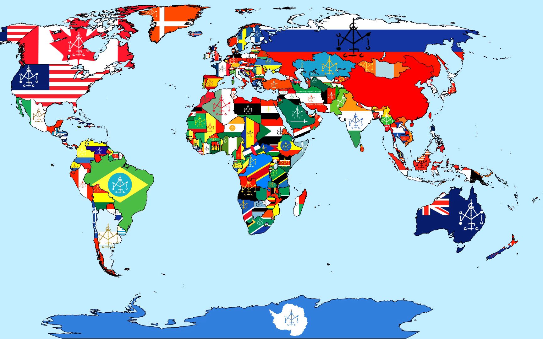 用本人Logo旗填充的世界地图