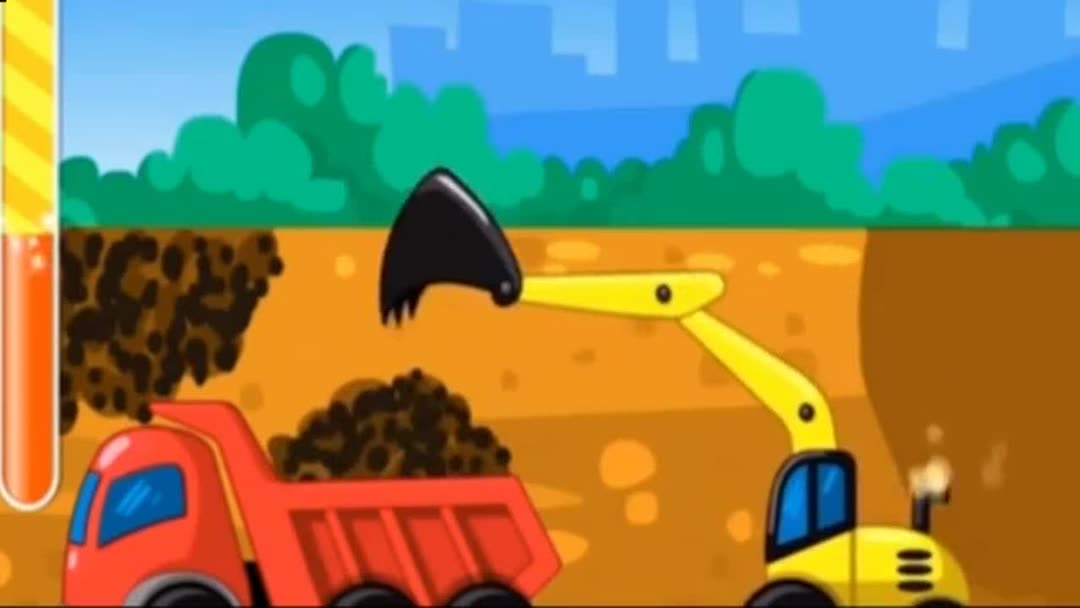 工程车动画 认识汽车 挖掘机玩具动画视频