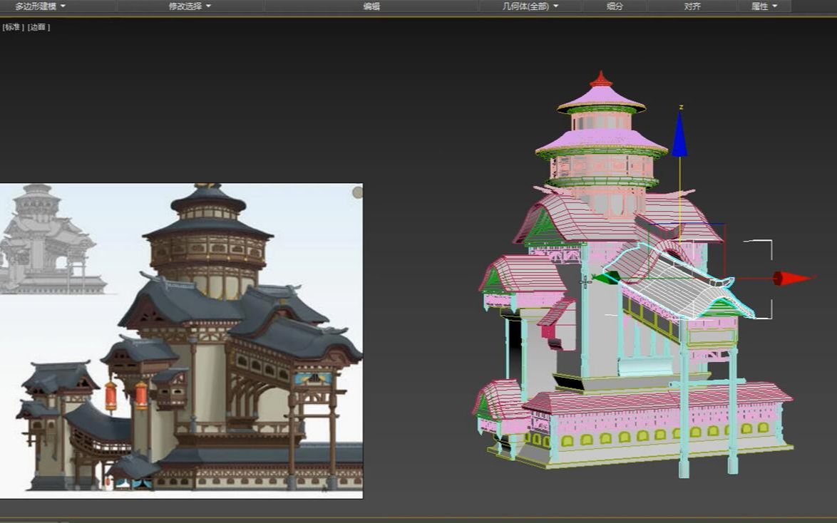 3Dmax场景简易模型制作+基础操作+古风中式建筑制作
