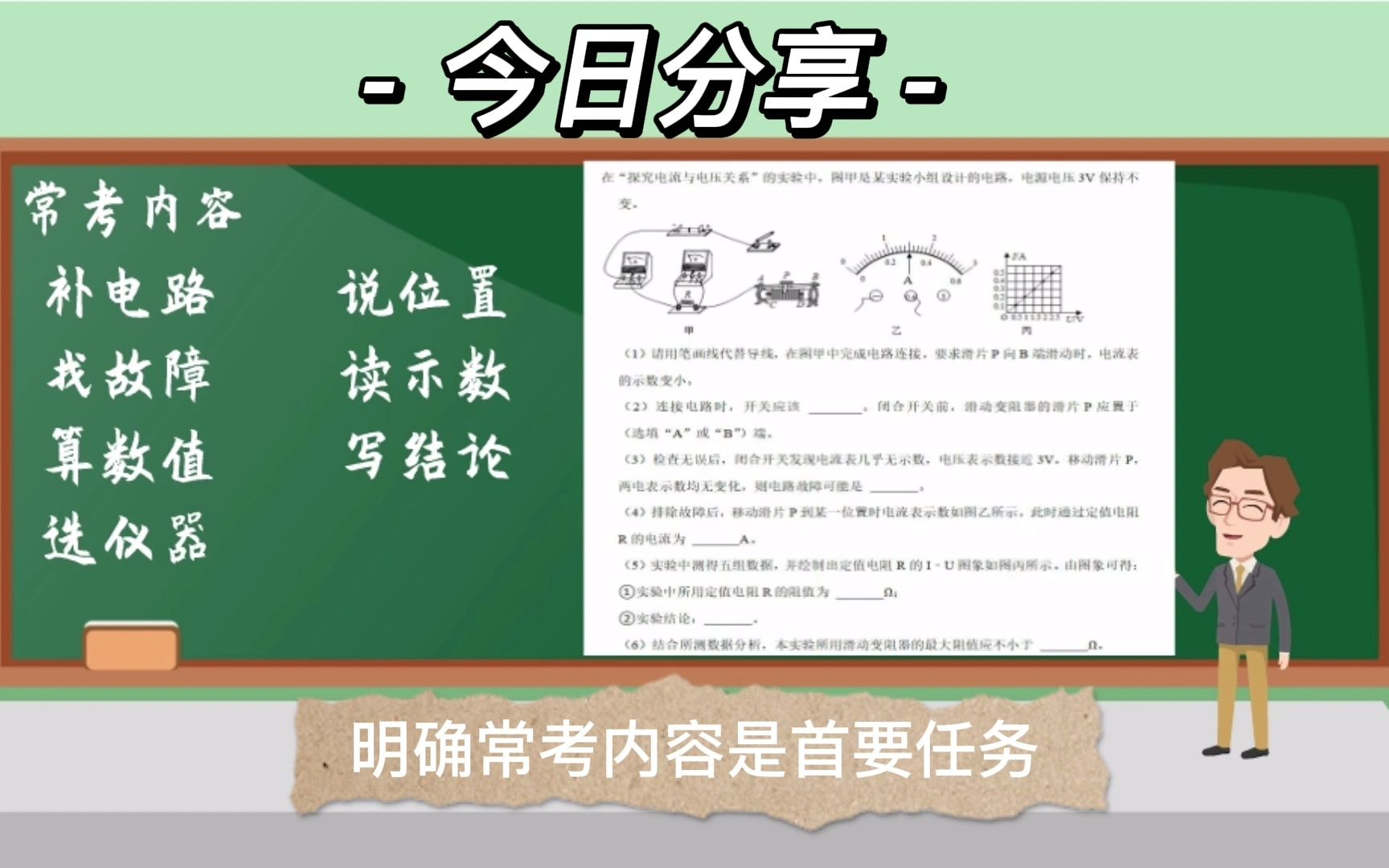 初中物理题型:探究电流与电压、电阻关系实验