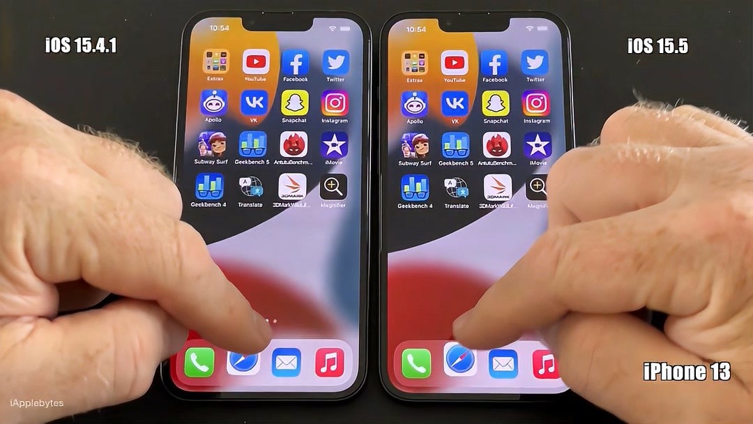 iOS 15.5 15.4.1 对比评测iphone6s 7 8 XR 11se2020 12 13