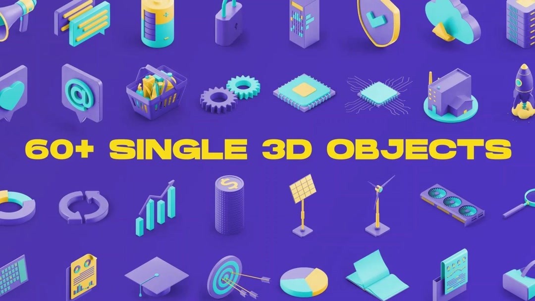 AE模板-24个模块化3D等距独特场景动画工具包 Isometric Toolkit 3D(...