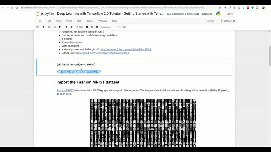 tensorflow2.0系列实战教学视频:第1讲