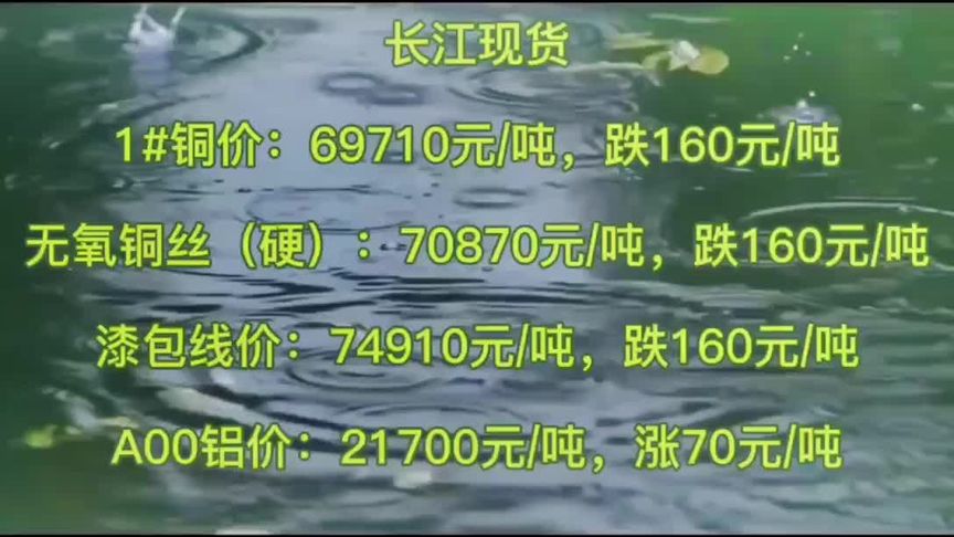 今日铜价下跌!2021.9.7日铜价下跌160元/吨#铜