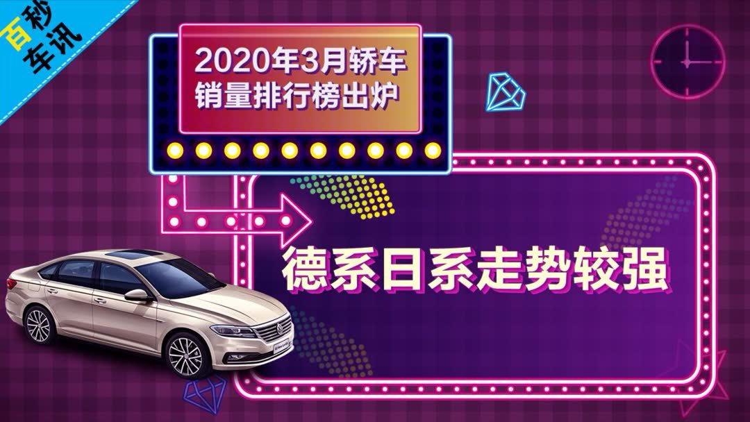 【百秒车讯】3月轿车销量排行榜出炉:德系日系走势较强
