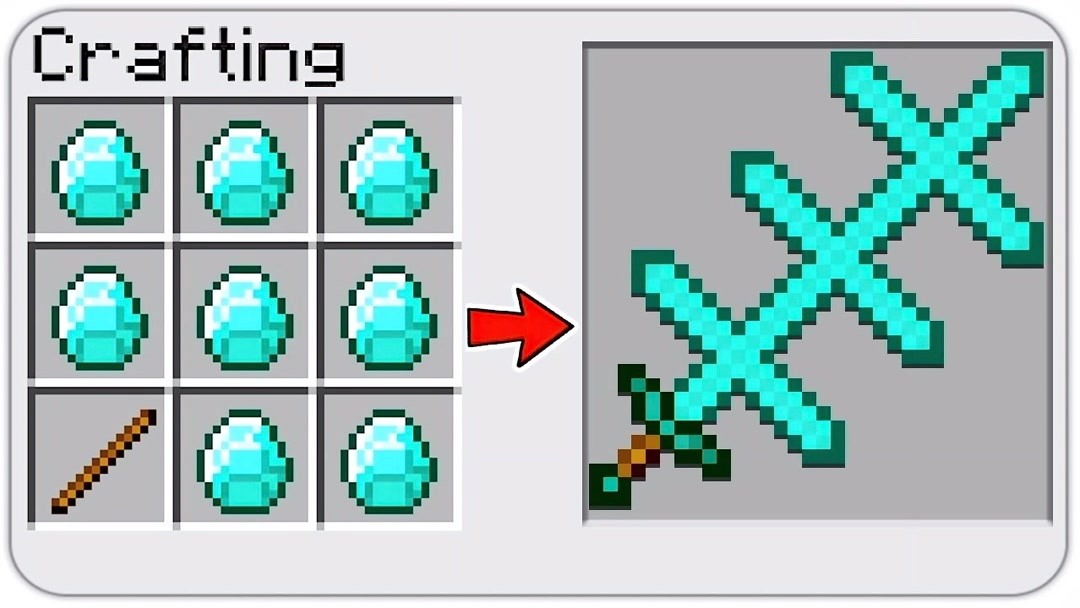 迷你君我的世界:用8个钻石合成一把大神剑?