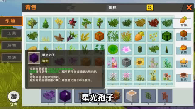 迷你世界高级教程:星光孢子做的珍木秋千,晚上也能玩