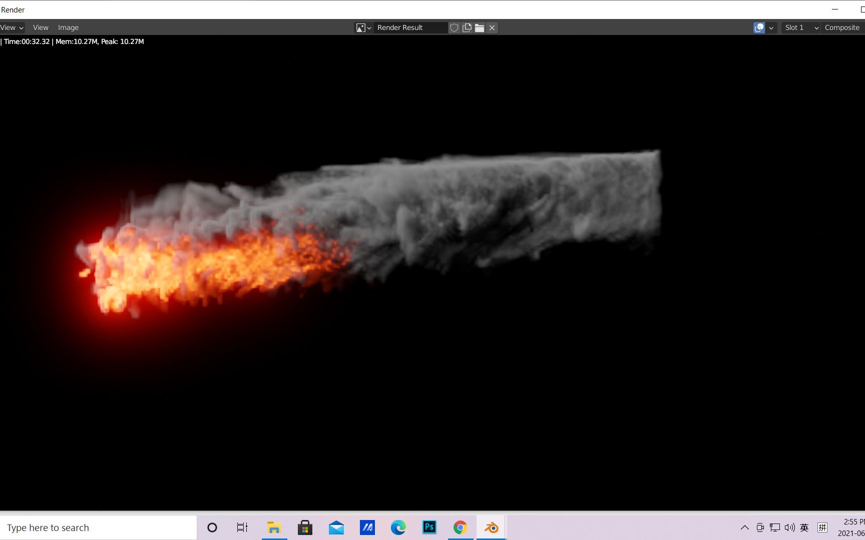 Blender 立体建模学习中文教程基础:火箭尾部喷射的火与烟